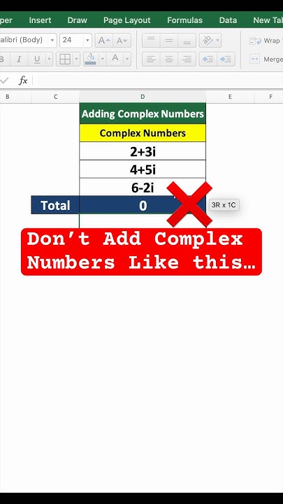 Don't add complex numbers like this: Use IMSUM Function #excel #shorts ...