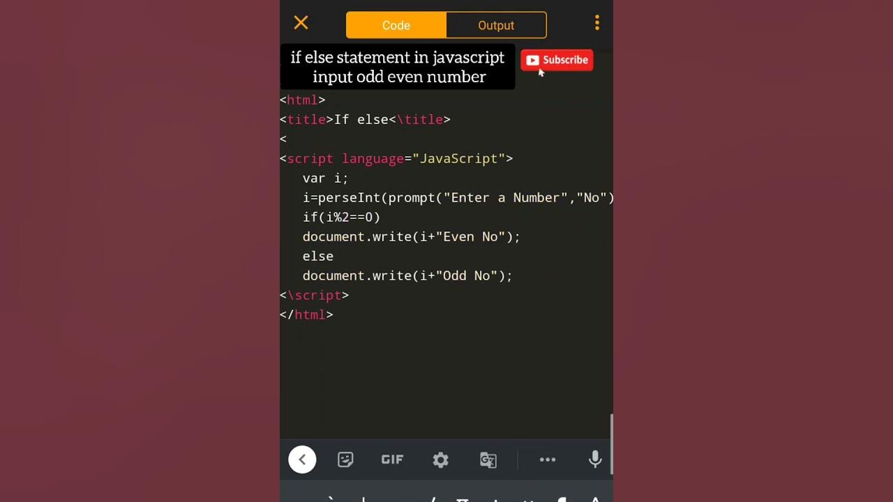 03 Javascriptif Else Statement In Javascript Input Odd Even Number Teachtechno Shorts