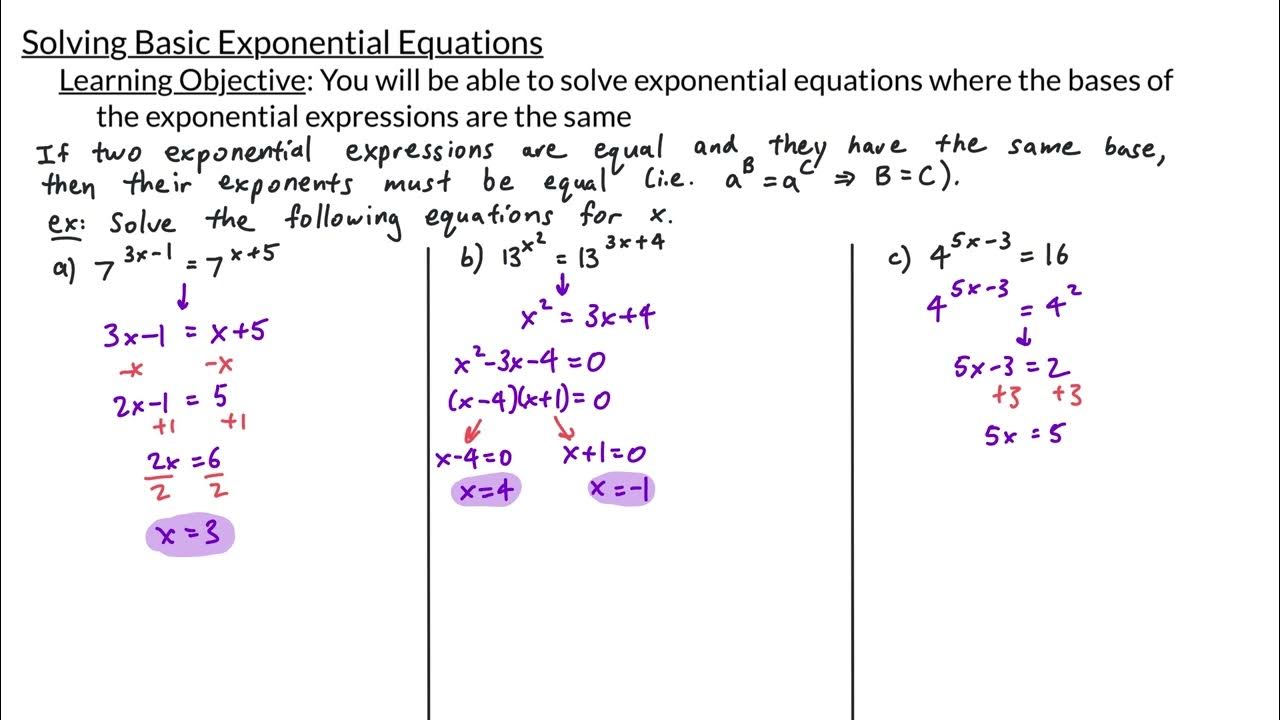 Solving Basic Exponential Equations - YouTube