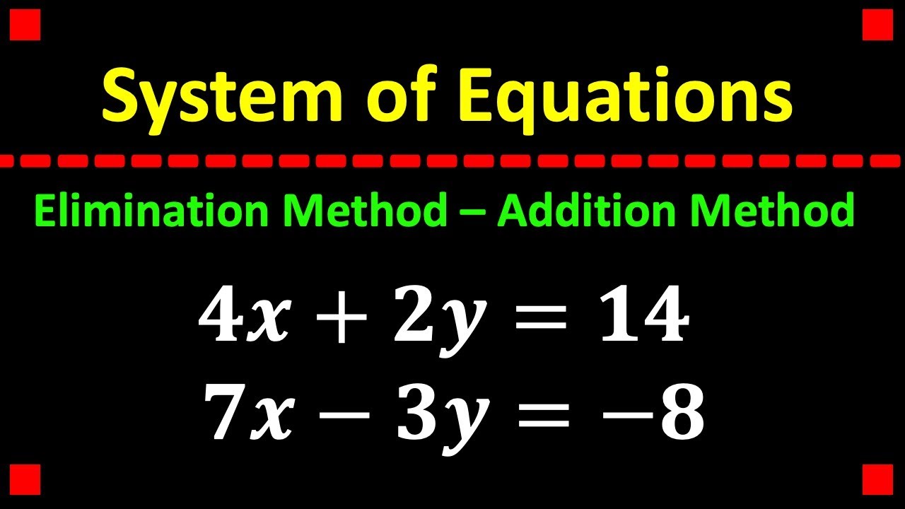 Solving a Linear System by Elimination Algebra 1 and 2 - YouTube