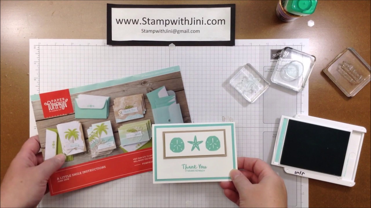 Stamp with Jini PAPER PUMPKIN JUNE 2019 A LITTLE SMILE THANK YOU NOTE ...