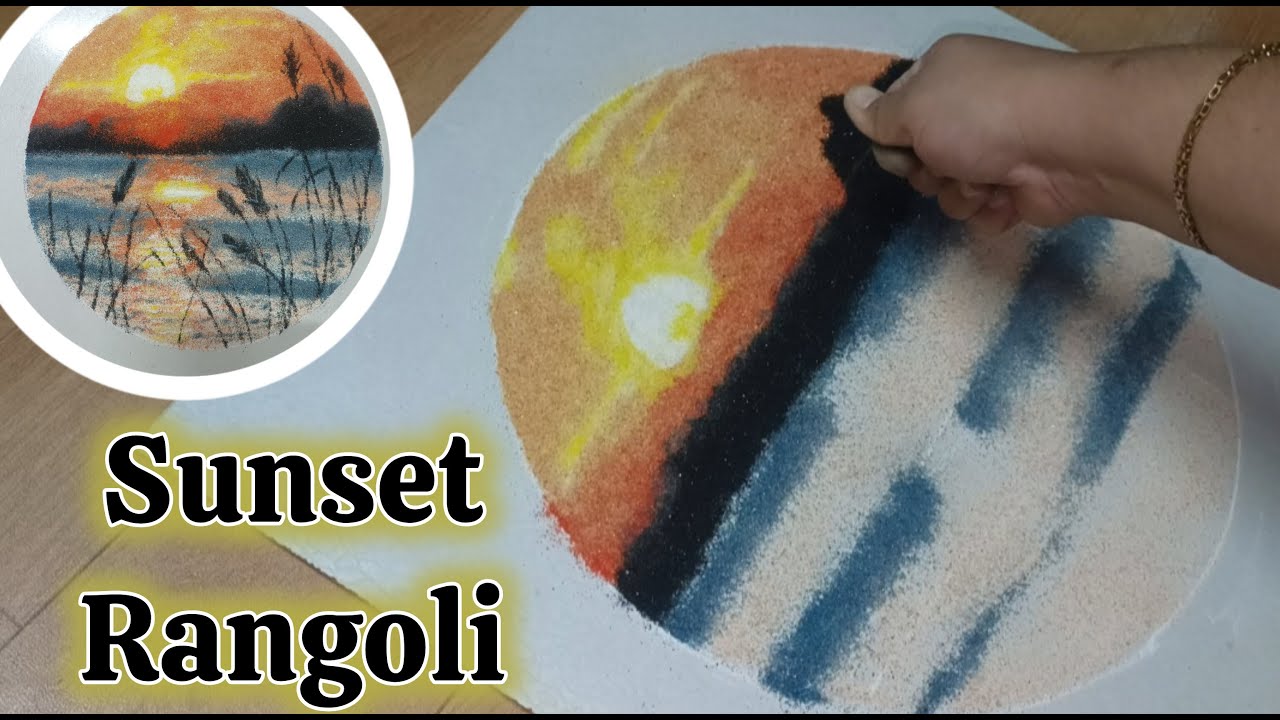 Realistic Sunset Rangoli | Realistic Nature Rangoli | Kalaa_Sampadaa ...