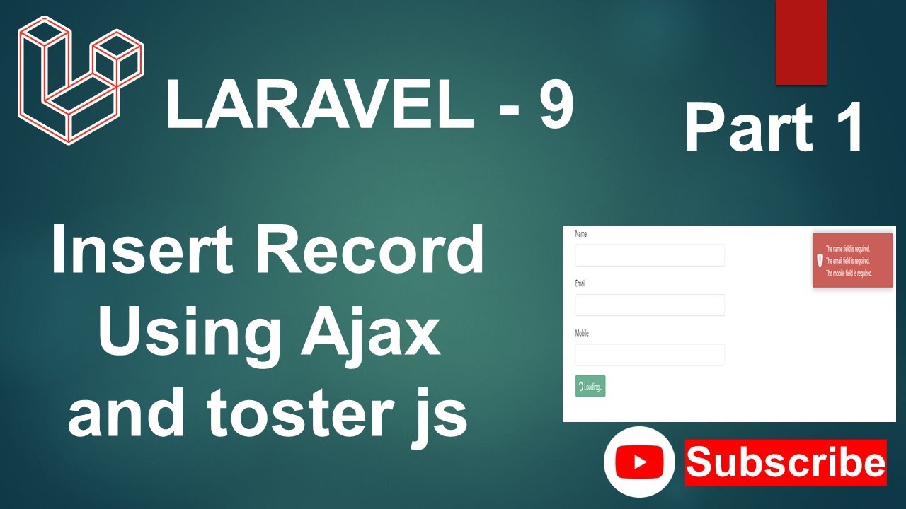 Insert Record Using Laravel And Ajax And Toastr Youtube