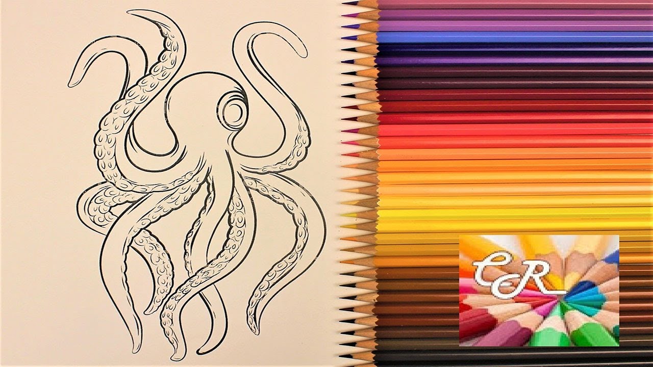 Coloring. ASMR. Color relaxation. Coloring octopus with colored pencils ...