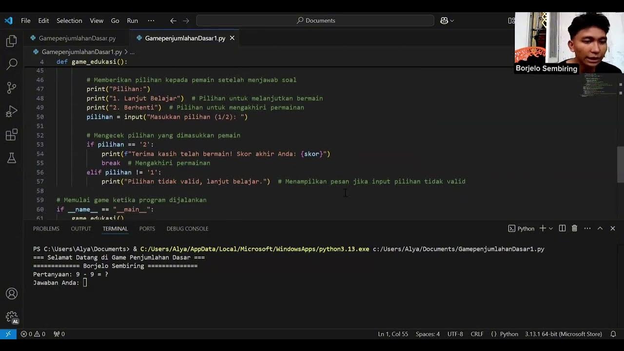 MEMBUAT APLIKASI SEDERHANA GAME PENJUMLAHAN DASAR MENGGUNAKAN BAHASA PEMROGRAMAN PYTHON - YouTube