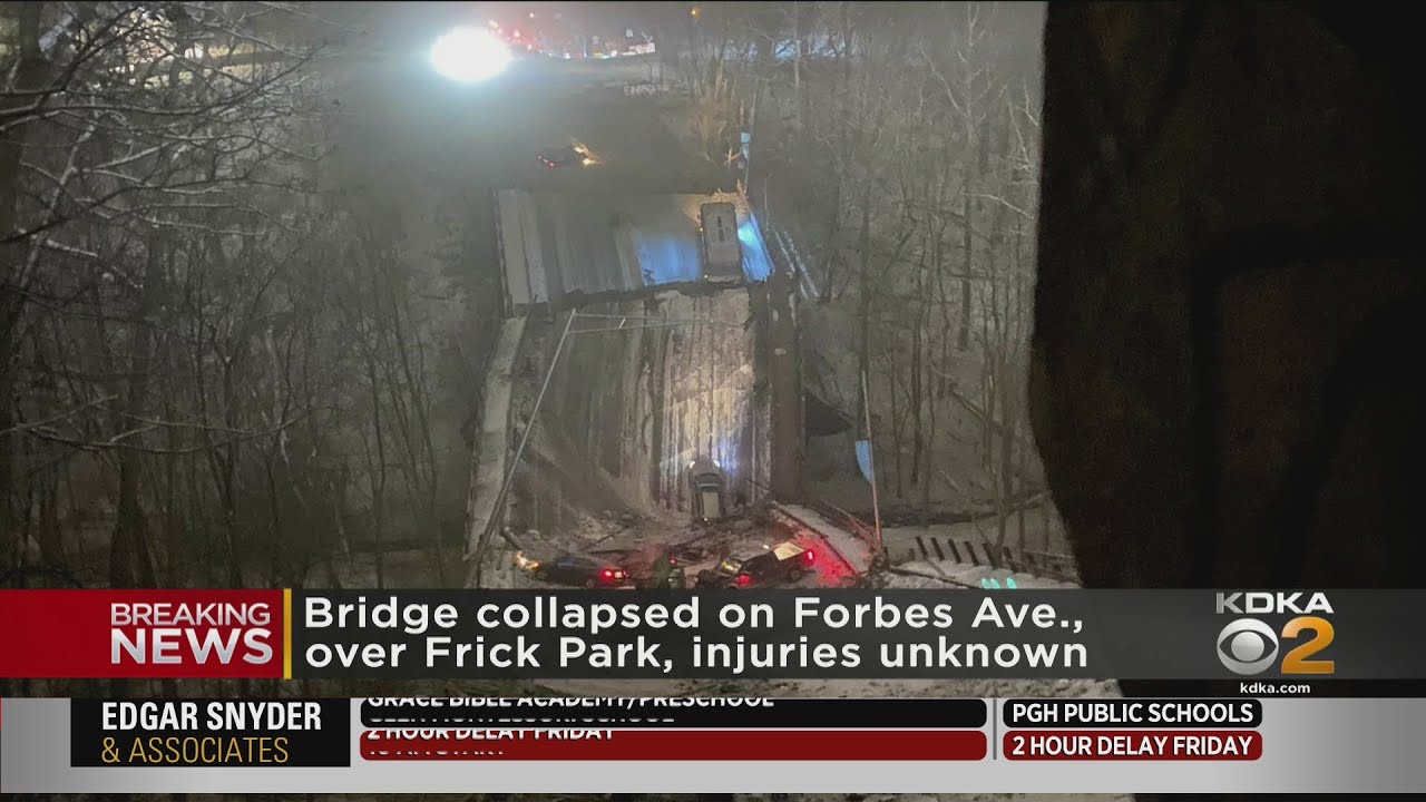 Bridge Collapses On Forbes Avenue Over Frick Park - YouTube