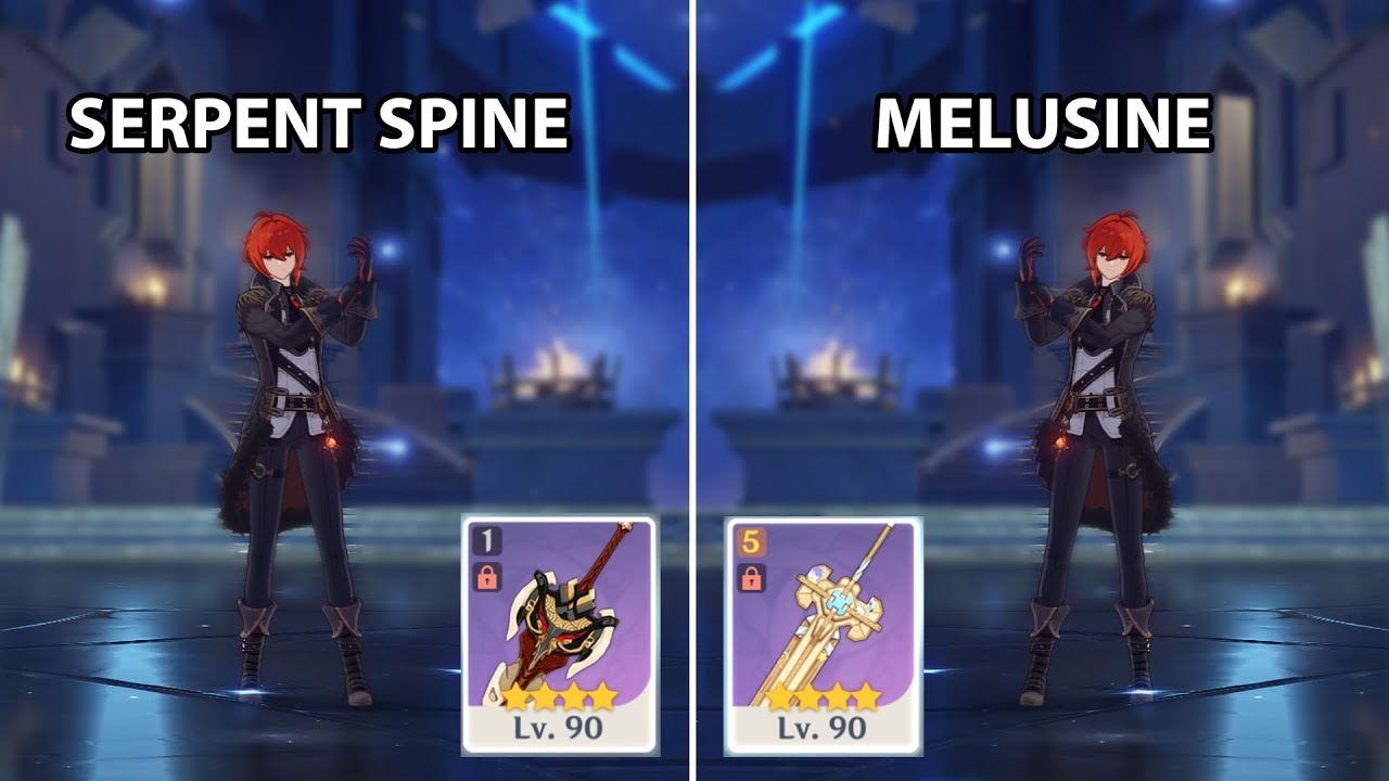 Diluc Ultimate Overlord's Mega Magic Sword VS Serpent Spine Weapon Comparison - YouTube