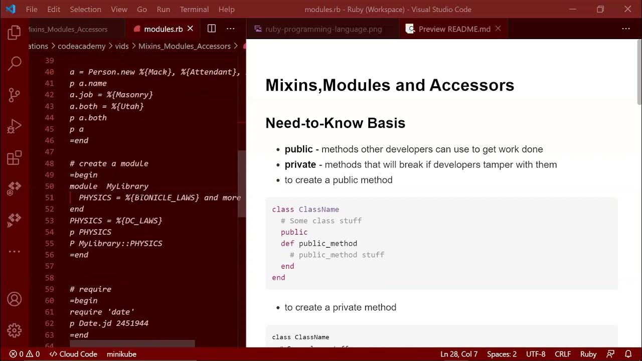 Mixins,Modules and Accessors in Ruby - YouTube