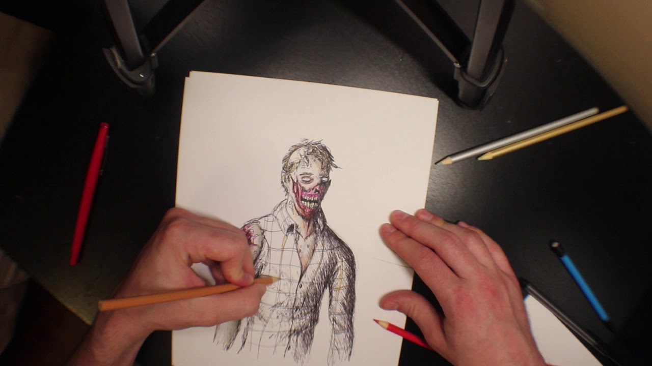 Drawing a Resident Evil Zombie - YouTube