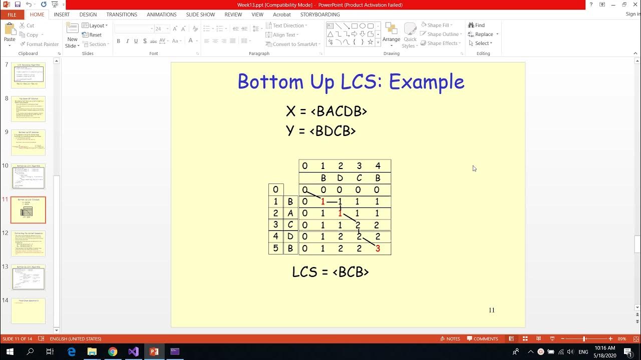 LCS: Bottom-Up Solution - YouTube