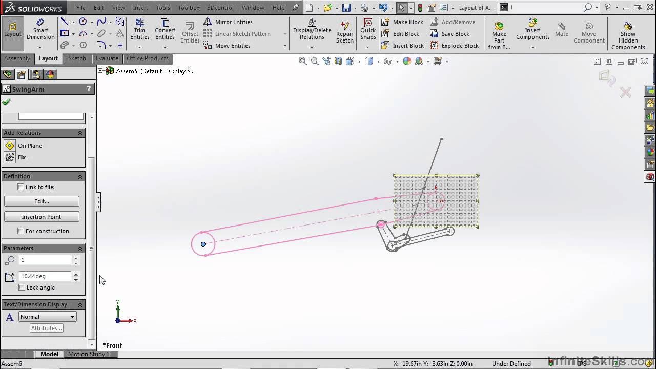 SolidWorks - Kinematics Tutorial | Layout Sketch Blocks - YouTube