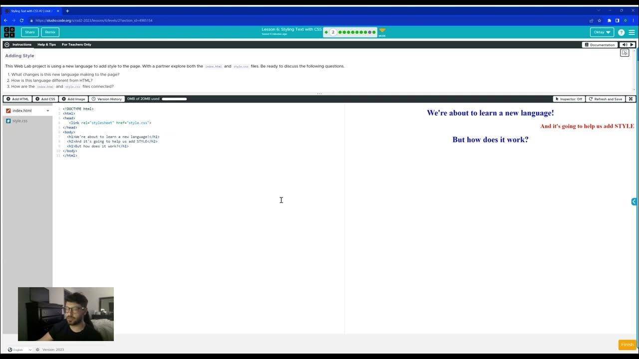 Unit 2: Lesson 6 -Activity 2- Styling Text with CSS I Web Development ('23-'24) - Code.org - YouTube