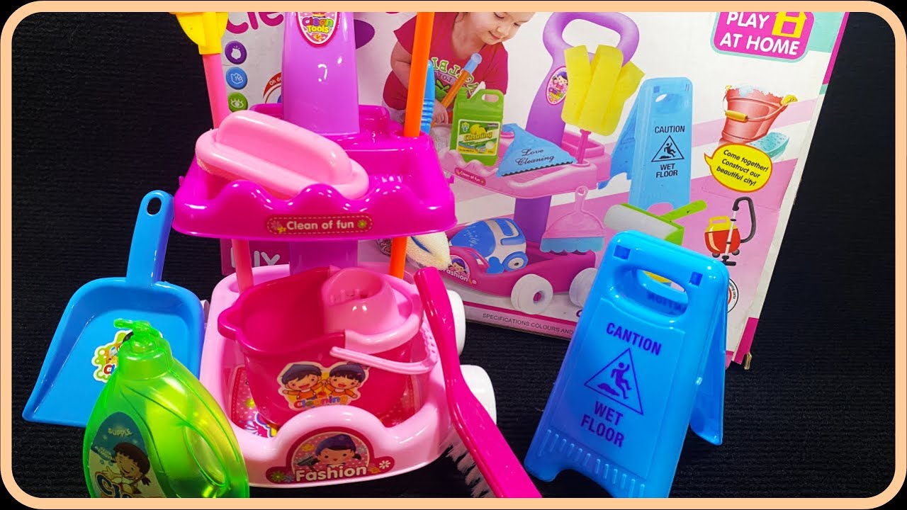 8 Minutes Satisfying with Unboxing Cute Pink Cleaning Cart ASMR (No ...