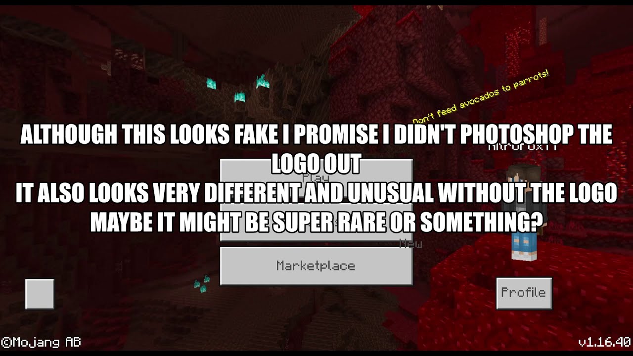 Minecraft without the Minecraft logo (RARE GLITCH) - YouTube