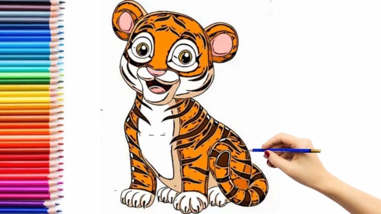 How To Draw a Cute Tiger Step By Step For KIDS And Toddlers - YouTube