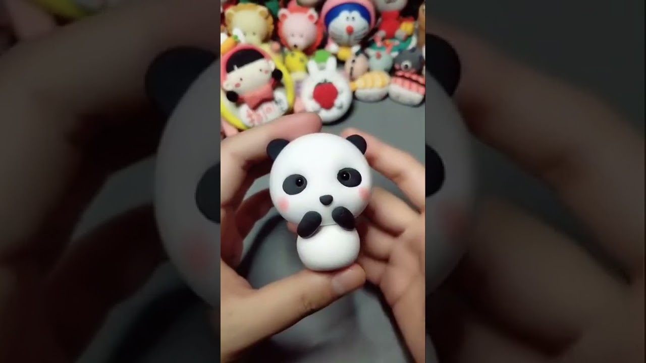 Diy clay panda 🐼🐼, clay, 🐼🐼, clay panda making,Polymer clay panda ...
