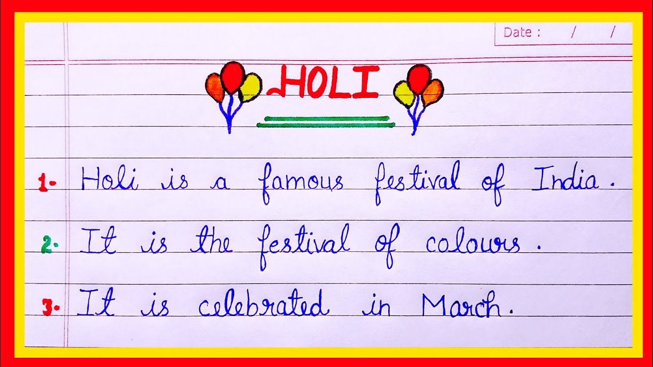 Holi Essay in English | 10 lines on holi festival english | Holi par ...