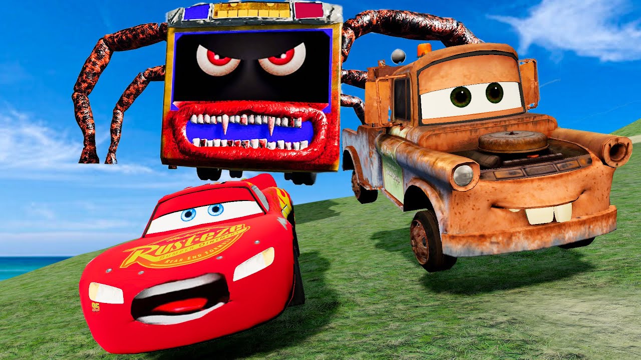Angry POLICE BUS EATER (SCP-2086) vs Lightning McQueen and MATER ...