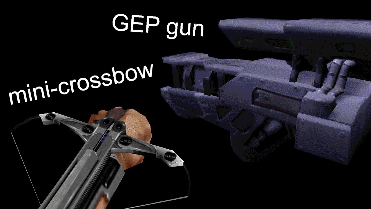 Quake weapon mod: Deus Ex mini-crossbow and GEP gun gameplay - YouTube