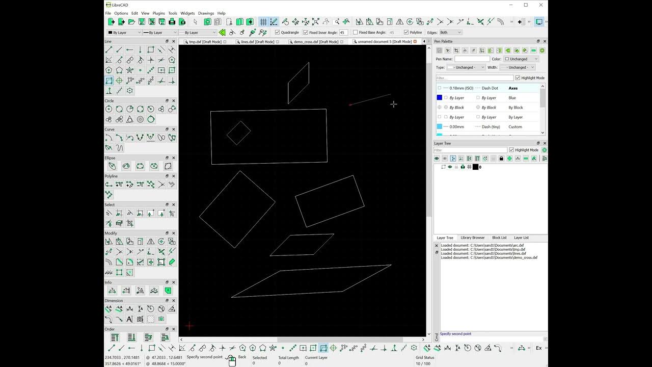 LibreCAD Rectangle 3 Points - YouTube