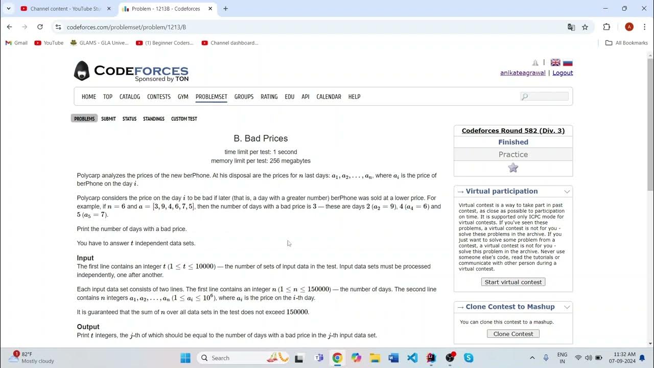 B. Bad Prices | Codeforces | div3 B | 1100 rated - YouTube