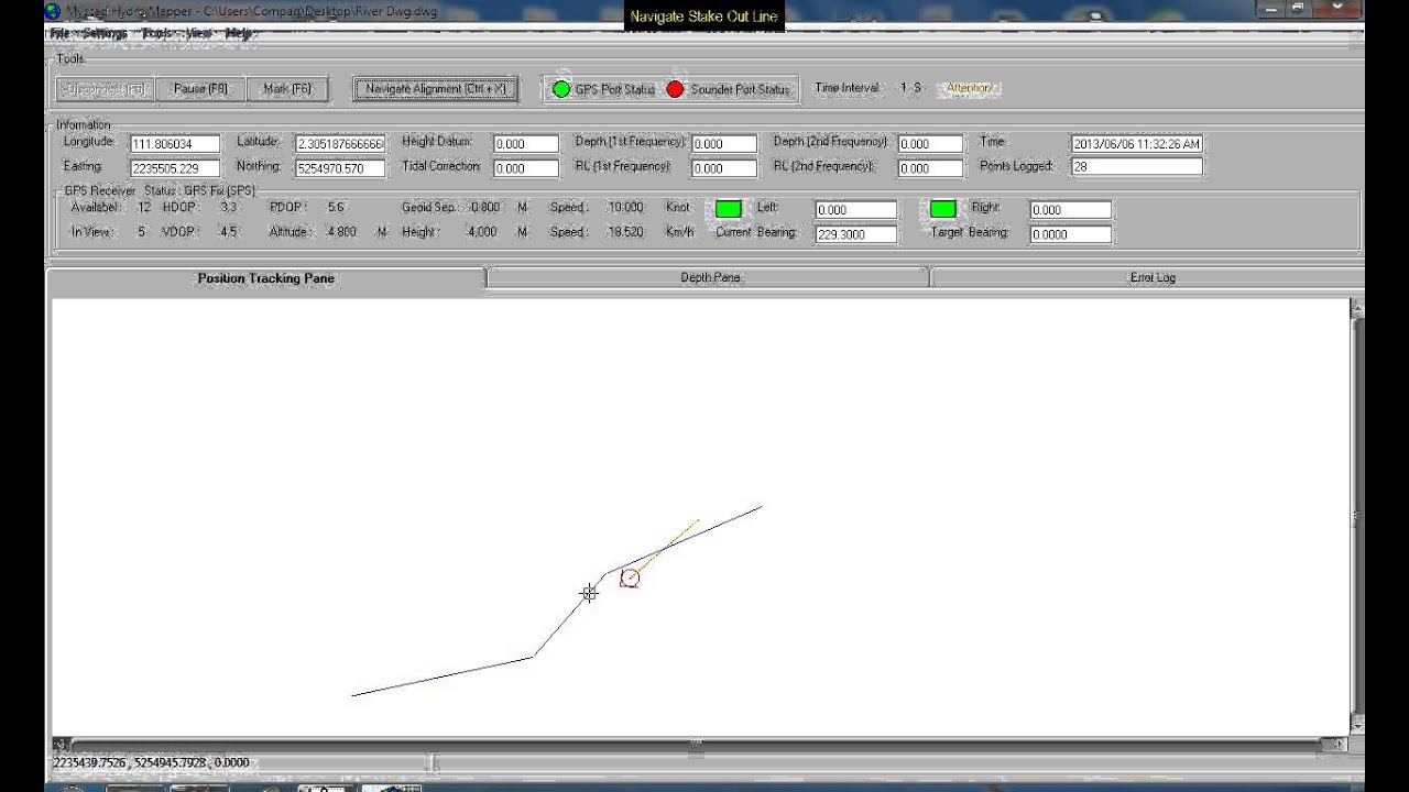 MysCad Hydro Mapper Hydrography Survey Stake Out Line - YouTube