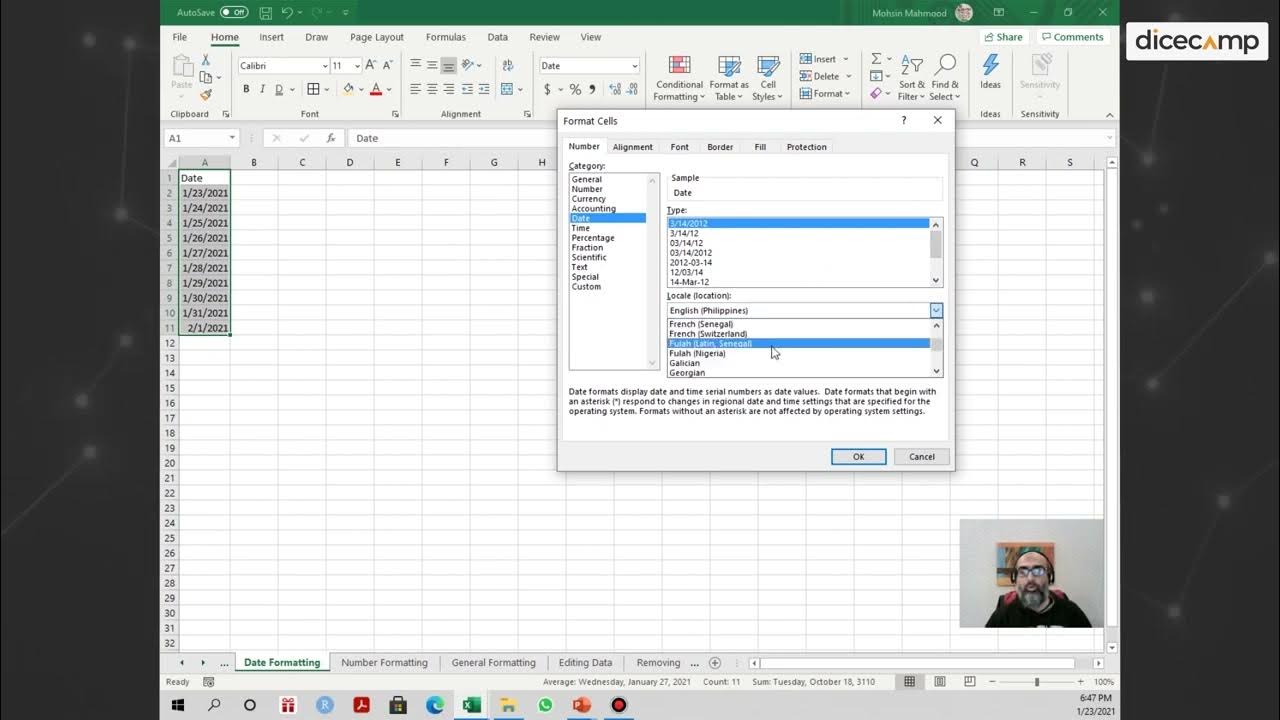 10. Date Formatting Options in Excel | Data Analytics Using Excel - YouTube
