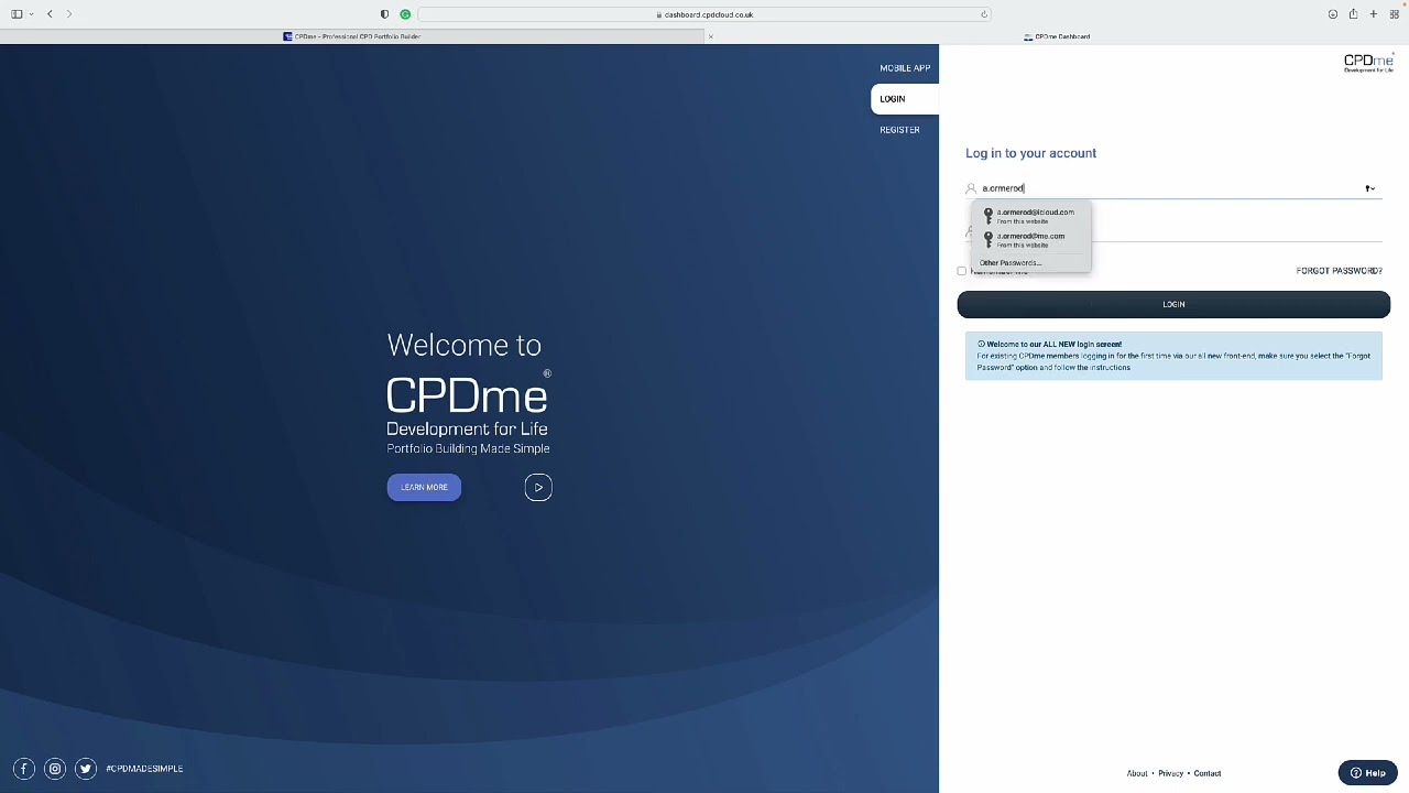 How to Log into CPD-me via the web - YouTube