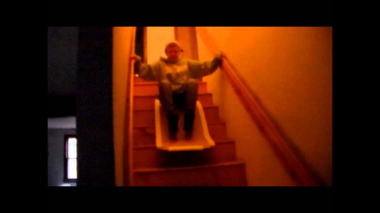Stair Sledding - YouTube