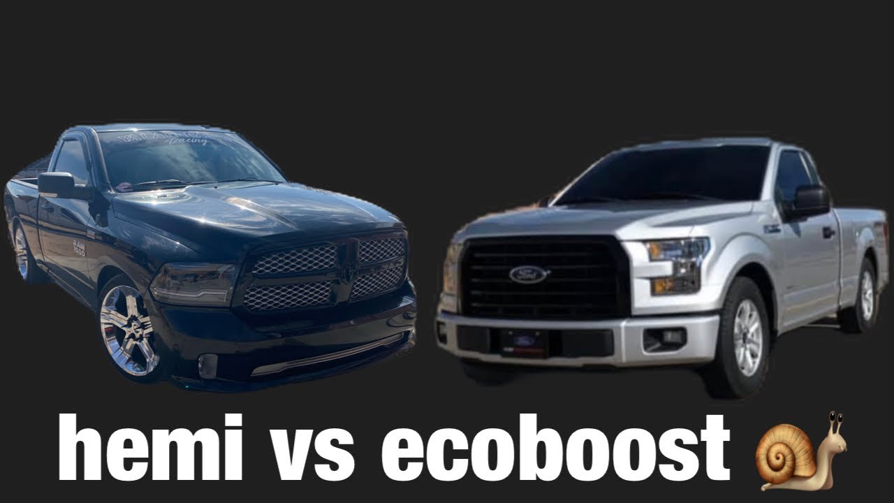 stock 6 speed hemi vs stock f150 ecoboost - YouTube