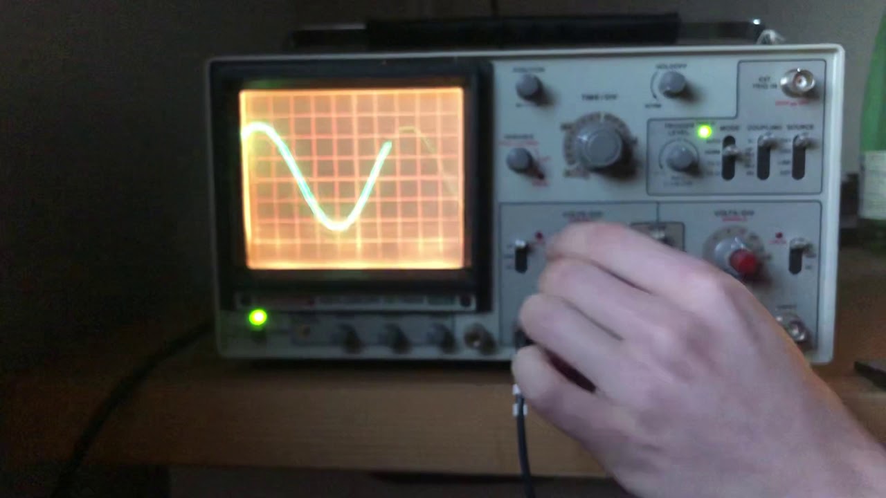 Old oscilloscope showing amplifier clipping 70Hz - YouTube