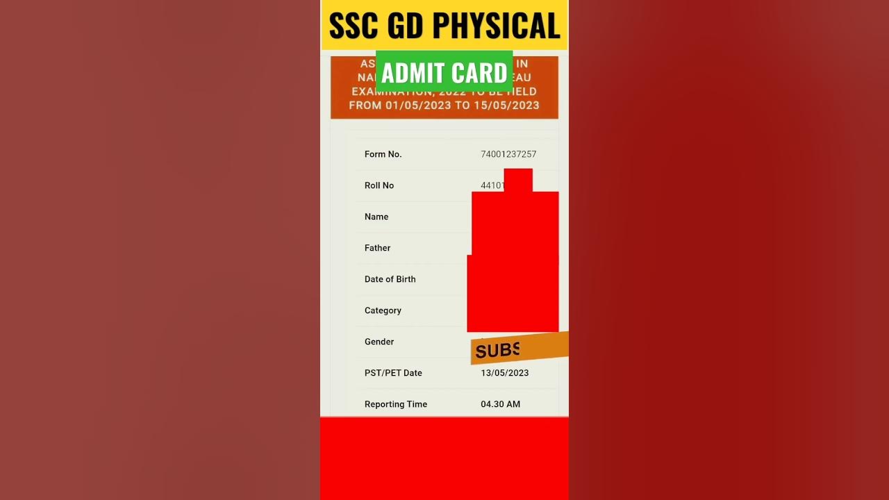 SSC GD PHYSICAL ADMIT CARD DOWNLOAD SSC GD PHYSICAL ADMIT CARD shorts ssc-gd-physical-admit-card-download-ssc-gd-physical-admit-card-shorts