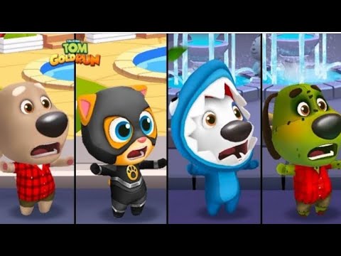 Talking Tom Gold Run Talking Ben vs Super Ginger vs Shark Hank vs ...