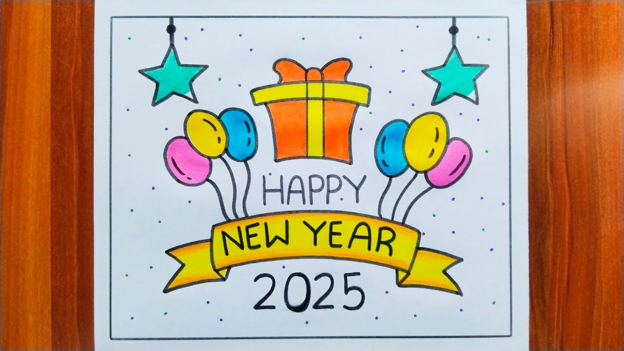 Happy New Year Drawing 2025 / New Year Drawing / New Year 2025 Drawing ...