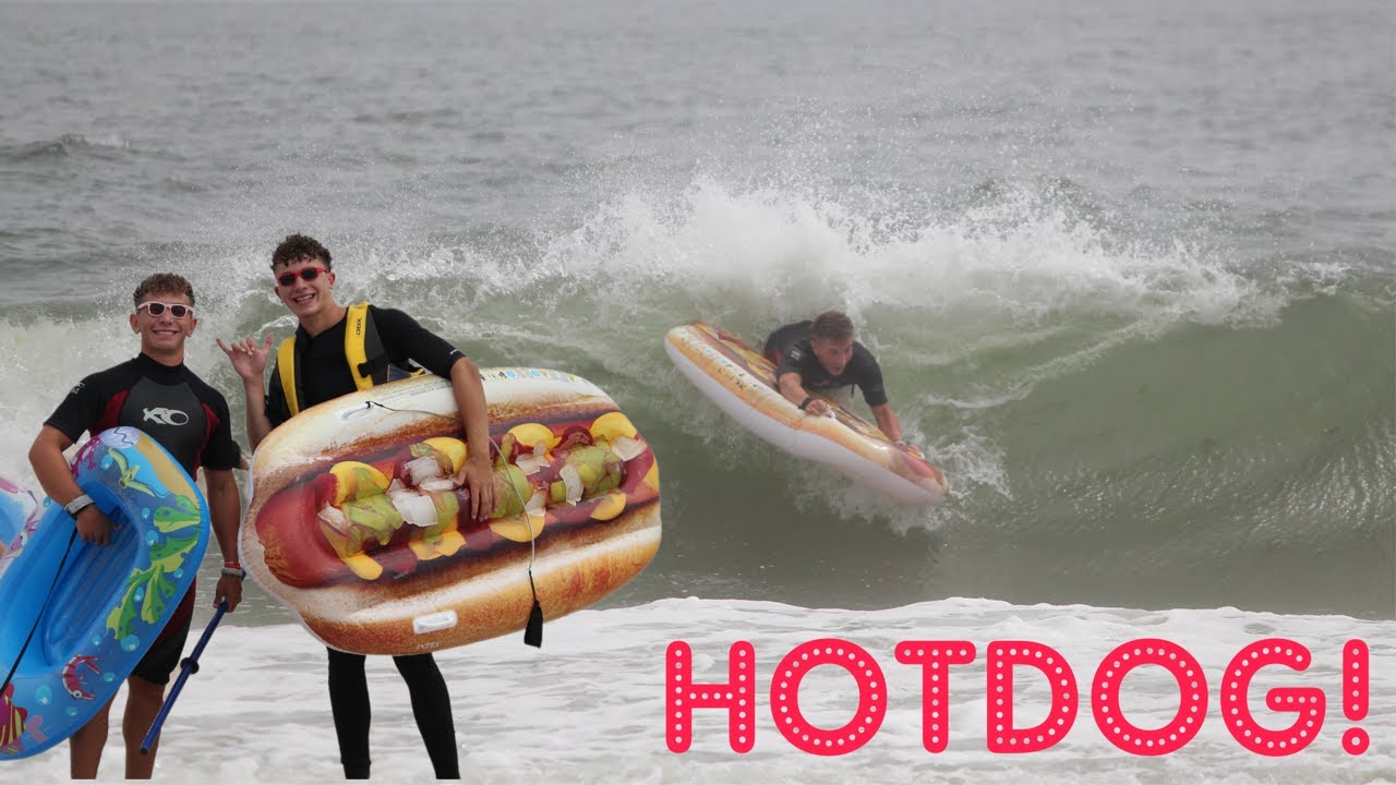 Riding a Hotdog in the Ocean!!! - YouTube