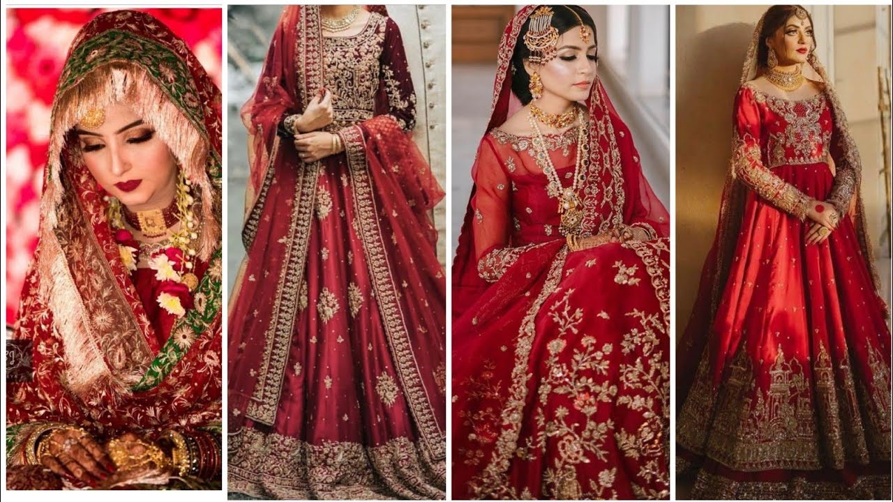 Deep Red Color Bridal Outfits/Wedding Day Dress/Wedding Lehnga # ...