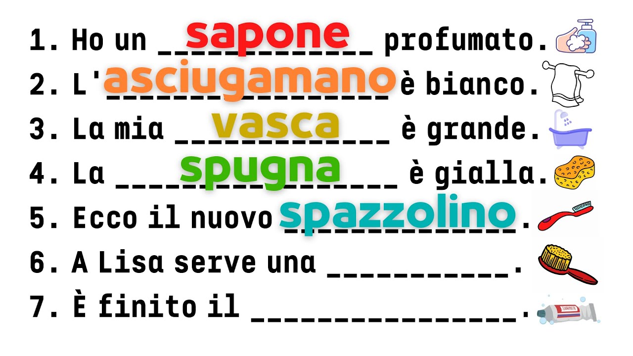 Italian how to talk about your HOUSE | The bathroom | Vocabulary A1/A2 ...