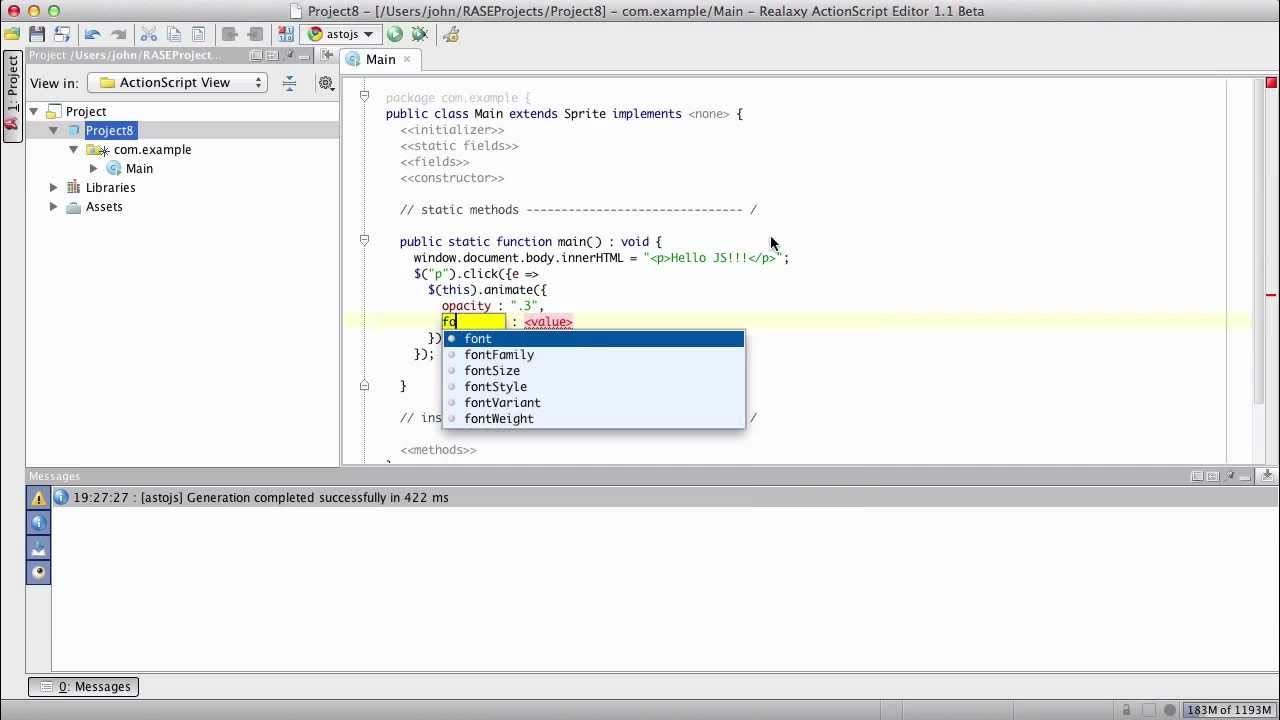 ActionScript as a language for creating JS applications with jQuery ...