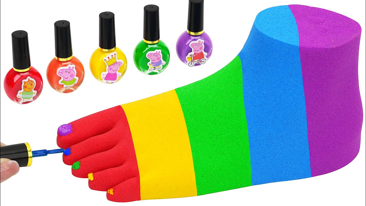 Satisfying Video l How to make Rainbow Foot with Kinetic Sand & Nail ...