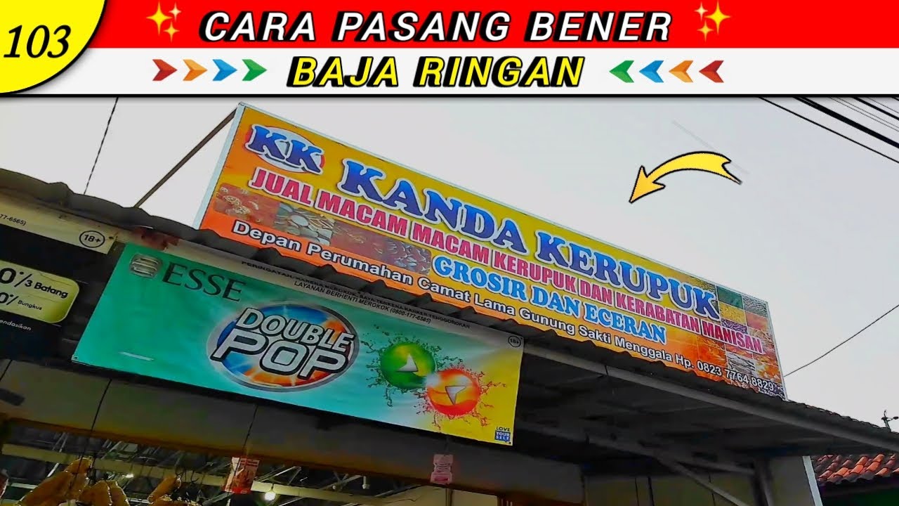 Tutorial pasang Banner WARUNG di atas kanopi - YouTube