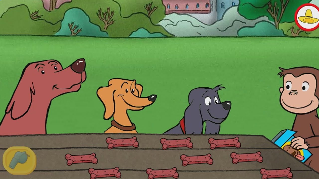 Curious George feeds and plays with dogs - YouTube