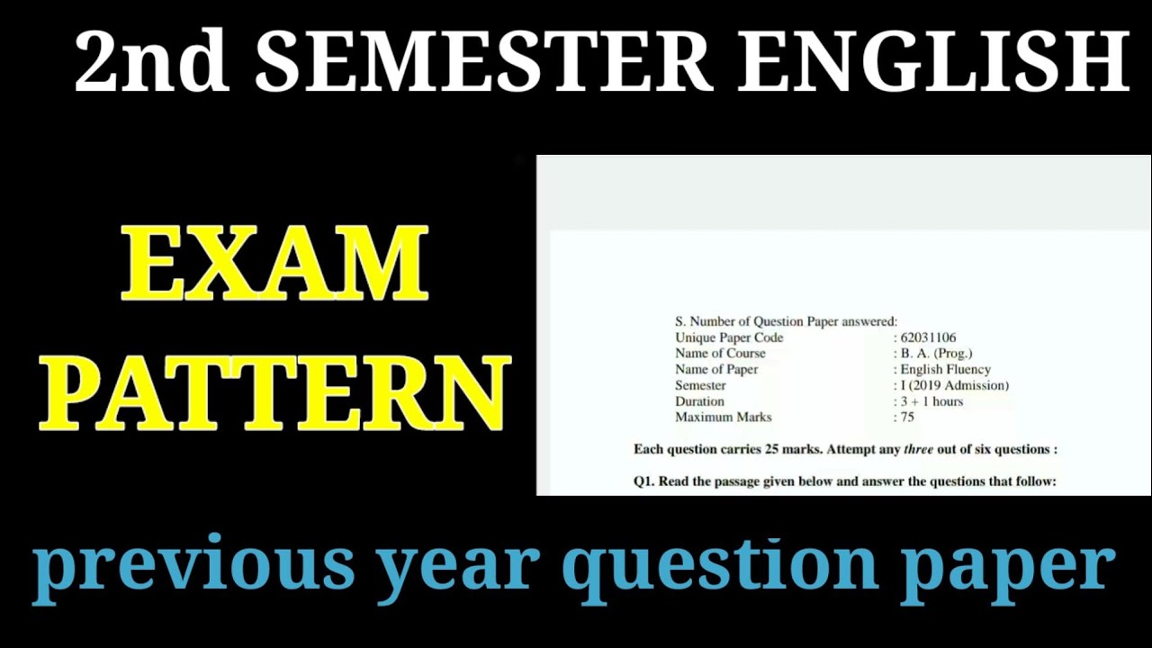 2nd semester english paper 2022 || 2nd sem english paper pattern # ...