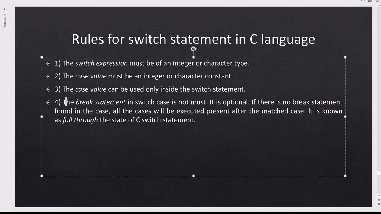 Switch Case Statement In C Language | Control Statement | C tutorial in ...