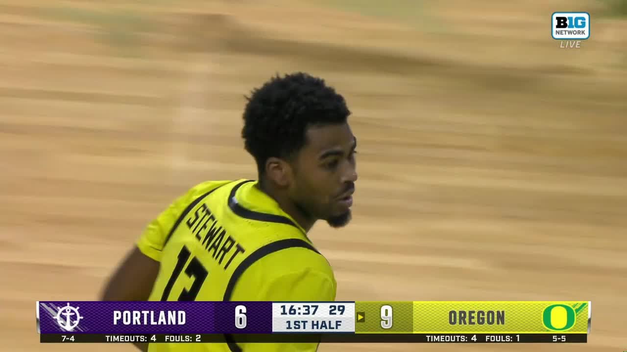 Sean Stewart With the Slam vs. Portland | Oregon Men's Basketball - YouTube