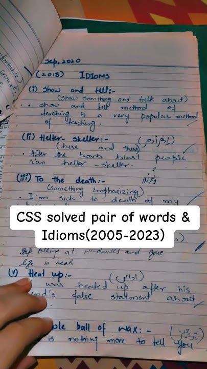 CSS solved pair of words & idioms css english #shorts #cssaspirants #css2025 #cssenglish - YouTube