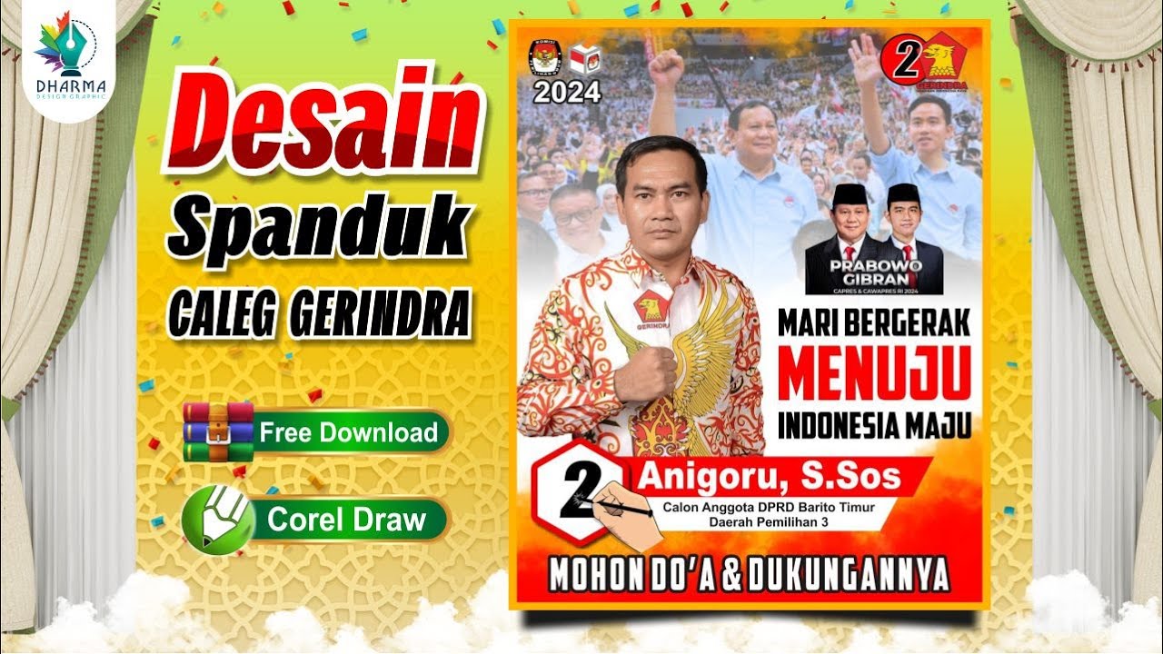 FREE !! Download Desain Banner Spanduk Caleg Pemilu 2024 || Corel Draw ...