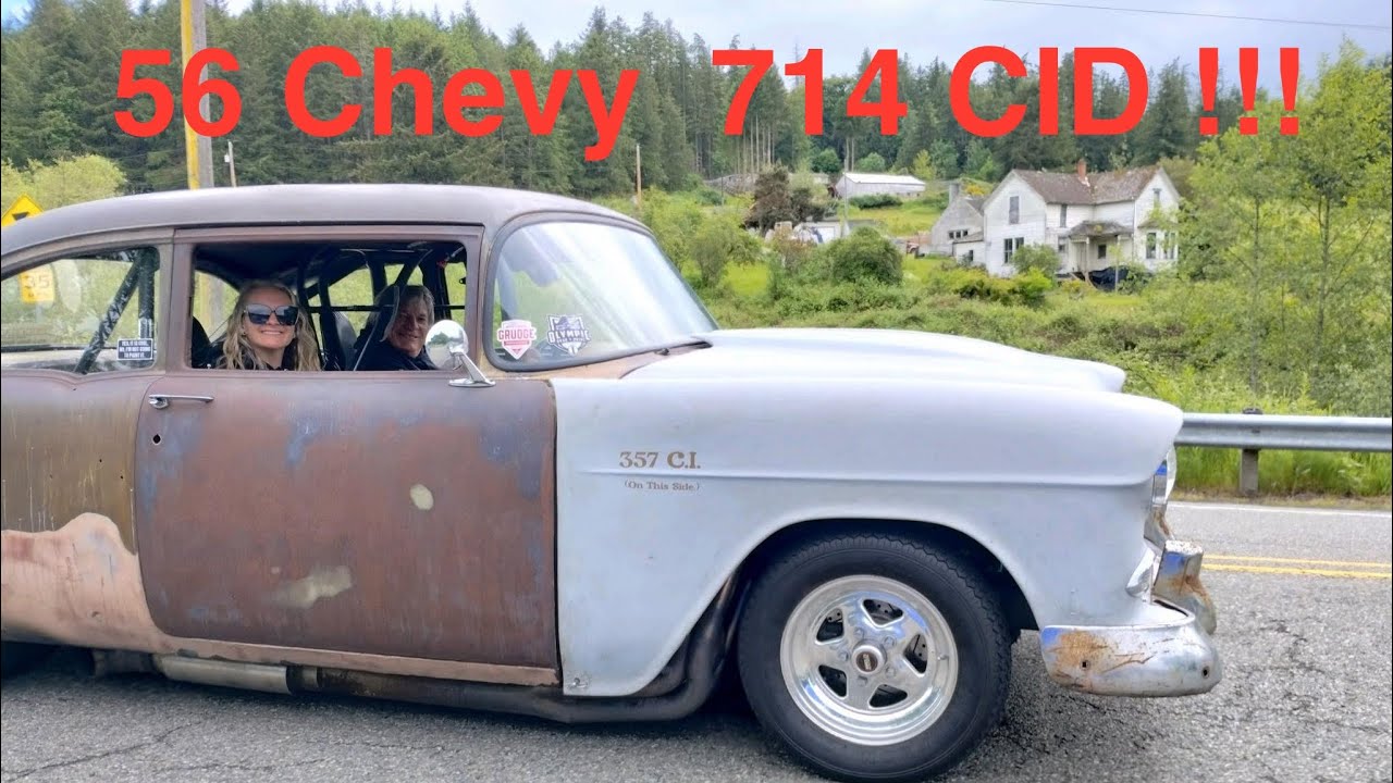 Randy Parker 714 CID stick shifted 56 Chevy #dragrace # ...