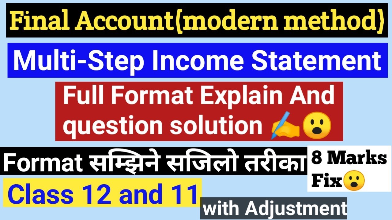 Multi Step income statement of class 12 || Full format ||modern ...