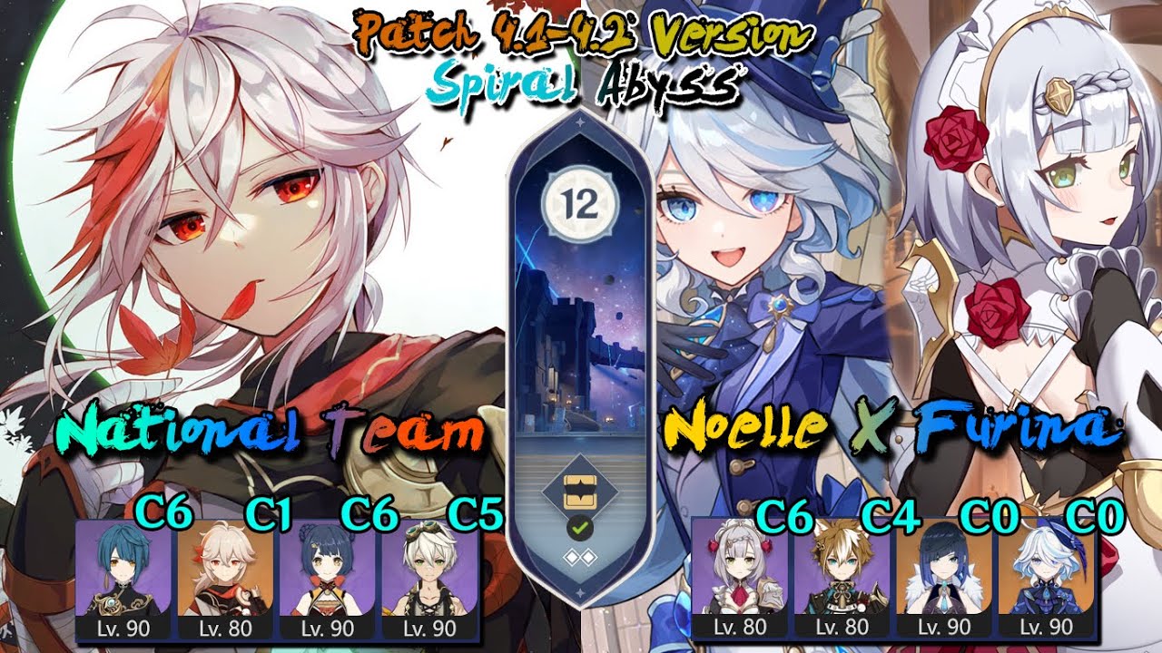 [Genshin Impact(ID)] National Team and Noelle x Furina Team - Floor 12 ...