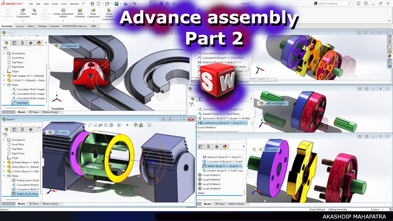 advance mate assembly solidworks #solidworks part 2 - YouTube